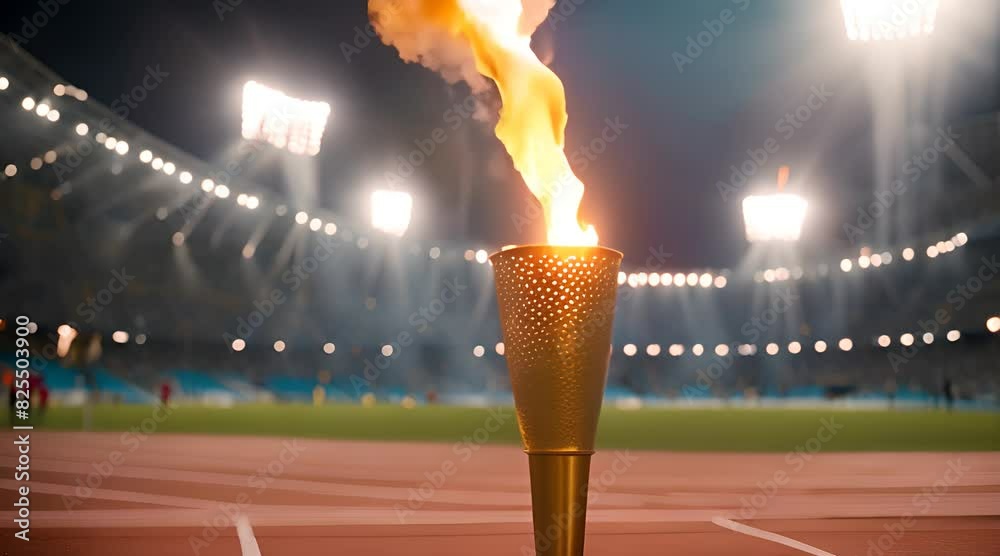 The Olympic torch burns in the center of the stadium, dispelling the ...