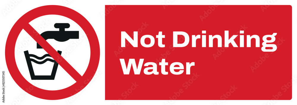 ISO prohibition safety signs_no drinking water landscape size 1/2 a4,a3 ...