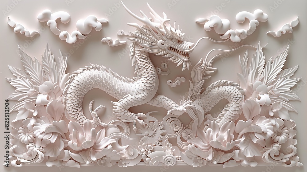 Paper cut out Chinese dragon design for the Chinese Year of the Dragon ...