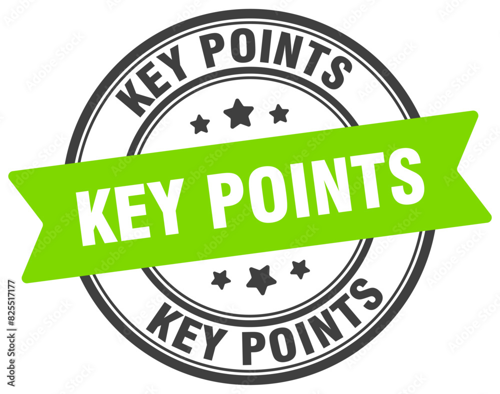 key points stamp. key points label on transparent background. round ...