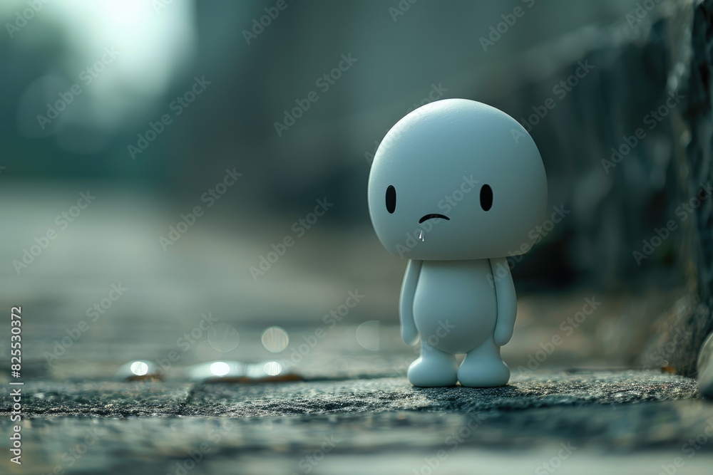 Un personaje simple y lindo que está triste, con una lágrima en su ...