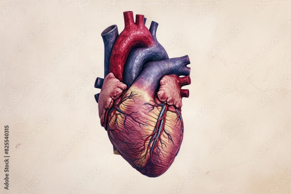 An anatomically correct illustration of the human heart, Human heart on ...