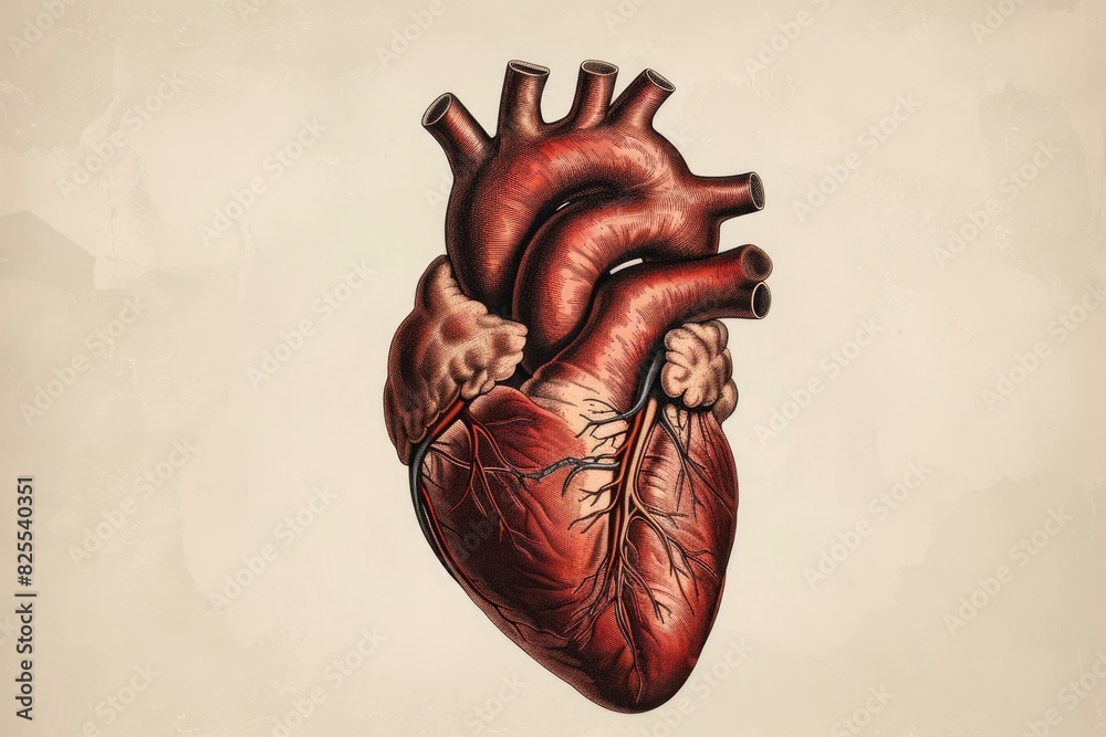 An anatomically correct illustration of the human heart, Human heart on ...