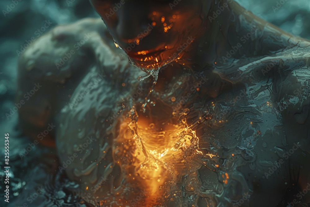 A person's rapid heartbeat and shallow breathing, symptoms of an ...