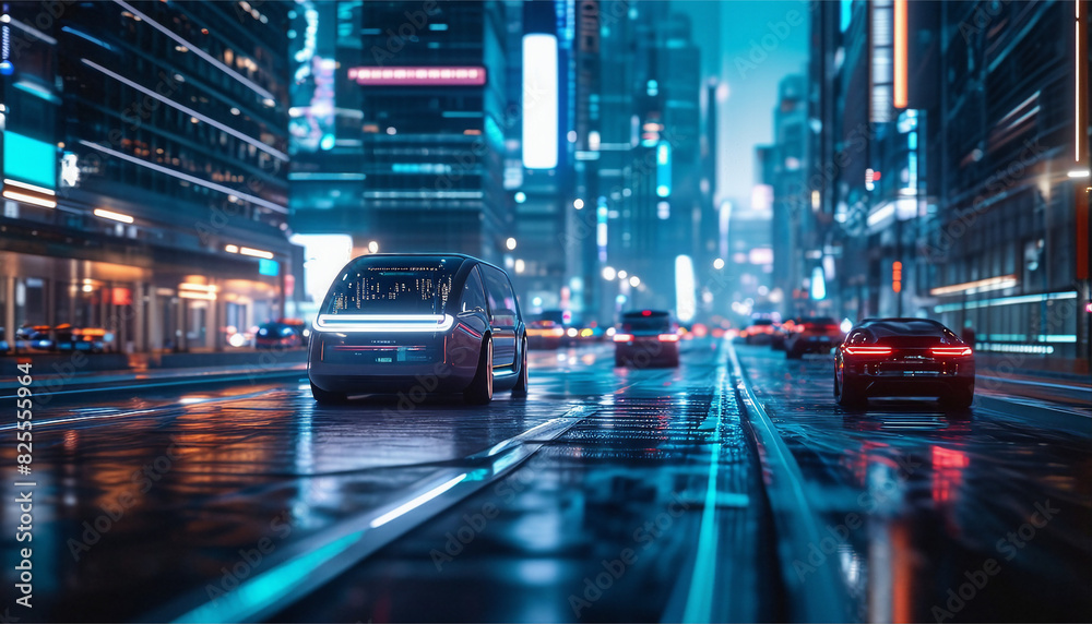 Futuristic City with Autonomous Vehicles and AI-Controlled Traffic ...