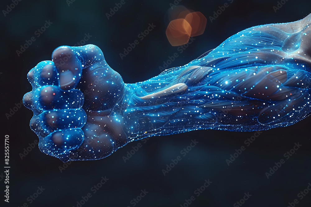 Human power low poly wireframe banner template. Polygonal physical ...