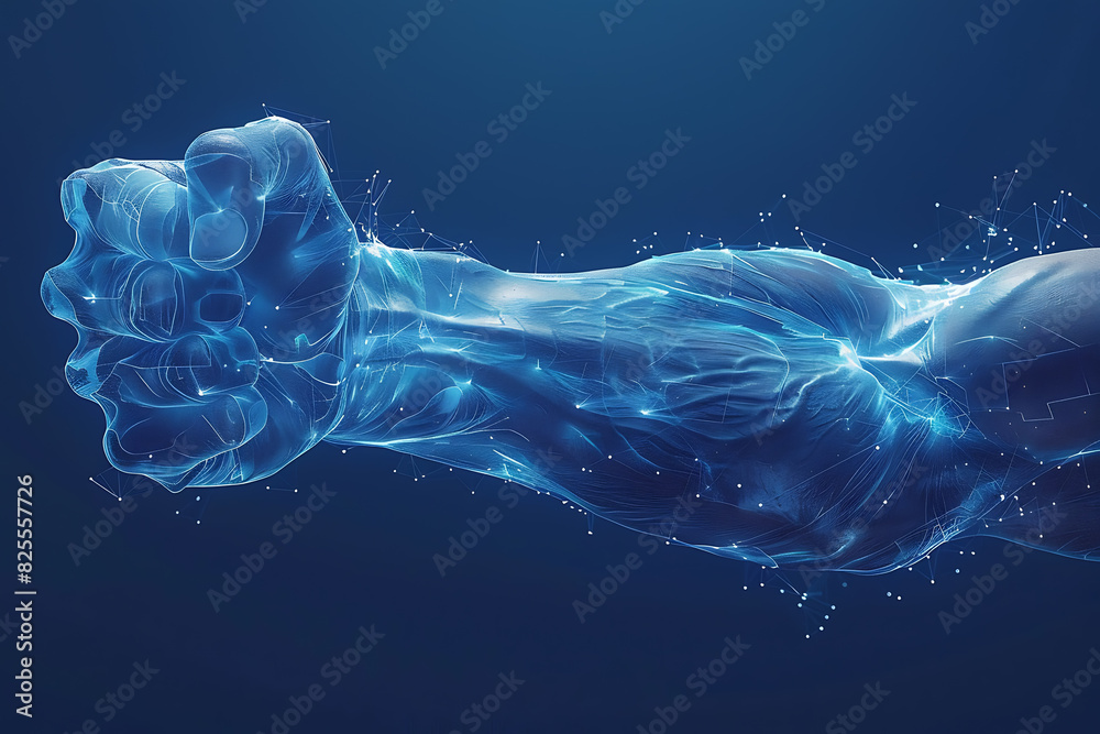 Human power low poly wireframe banner template. Polygonal physical ...