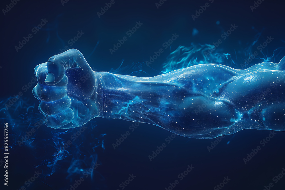 Human power low poly wireframe banner template. Polygonal physical ...