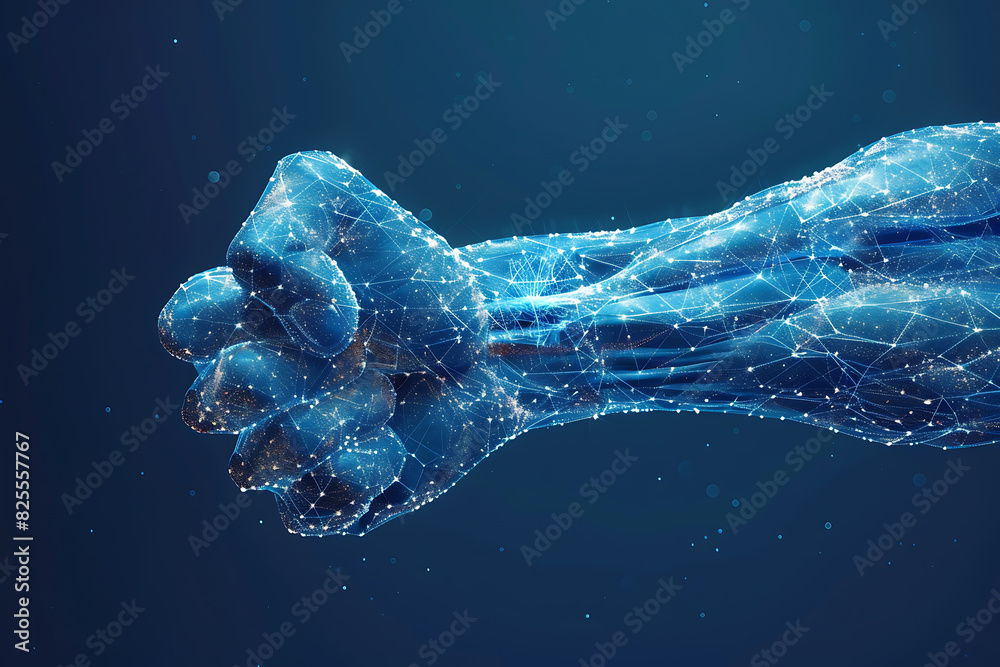 Human power low poly wireframe banner template. Polygonal physical ...