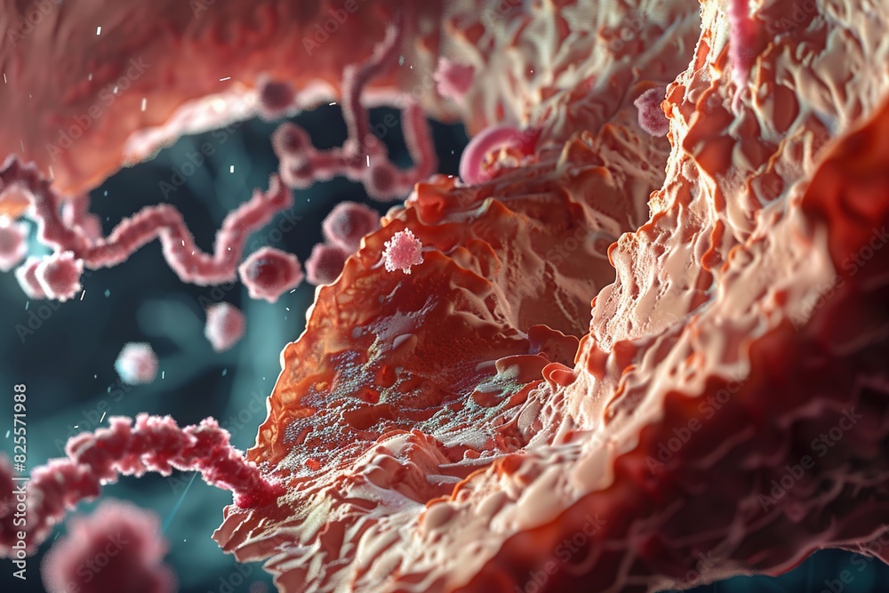 Complex 3D visualization of the layers of the endometrium and the ...