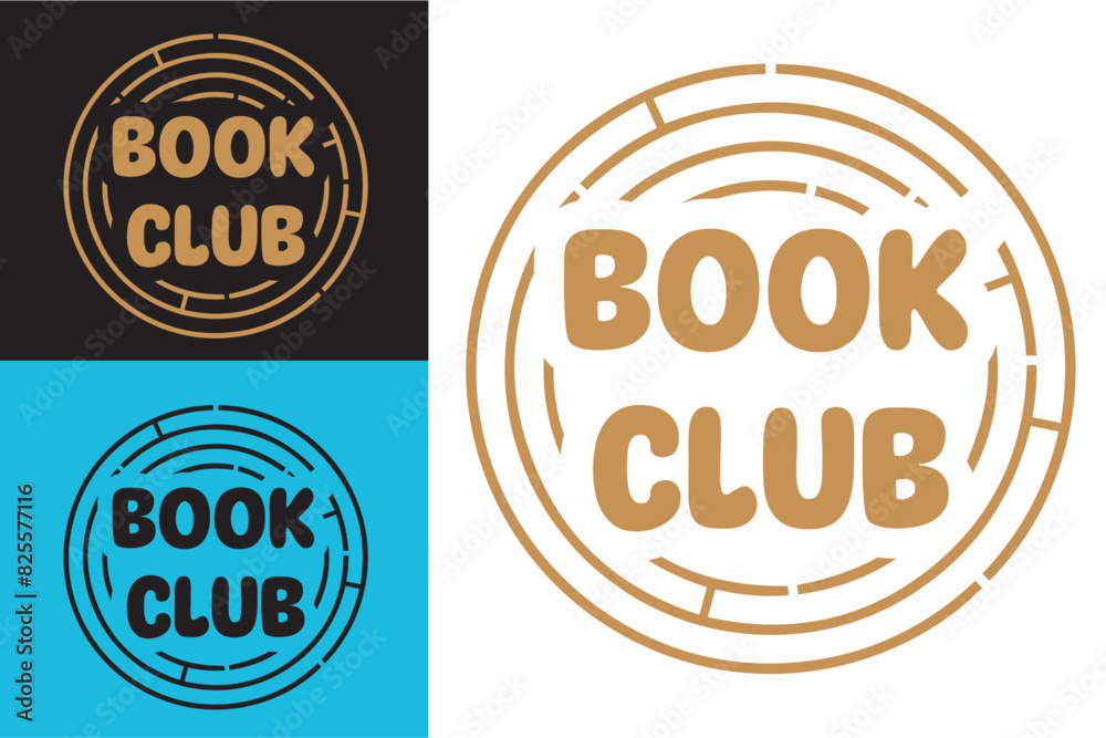 Book club lettering round badge poster design. Aesthetic cute romance ...