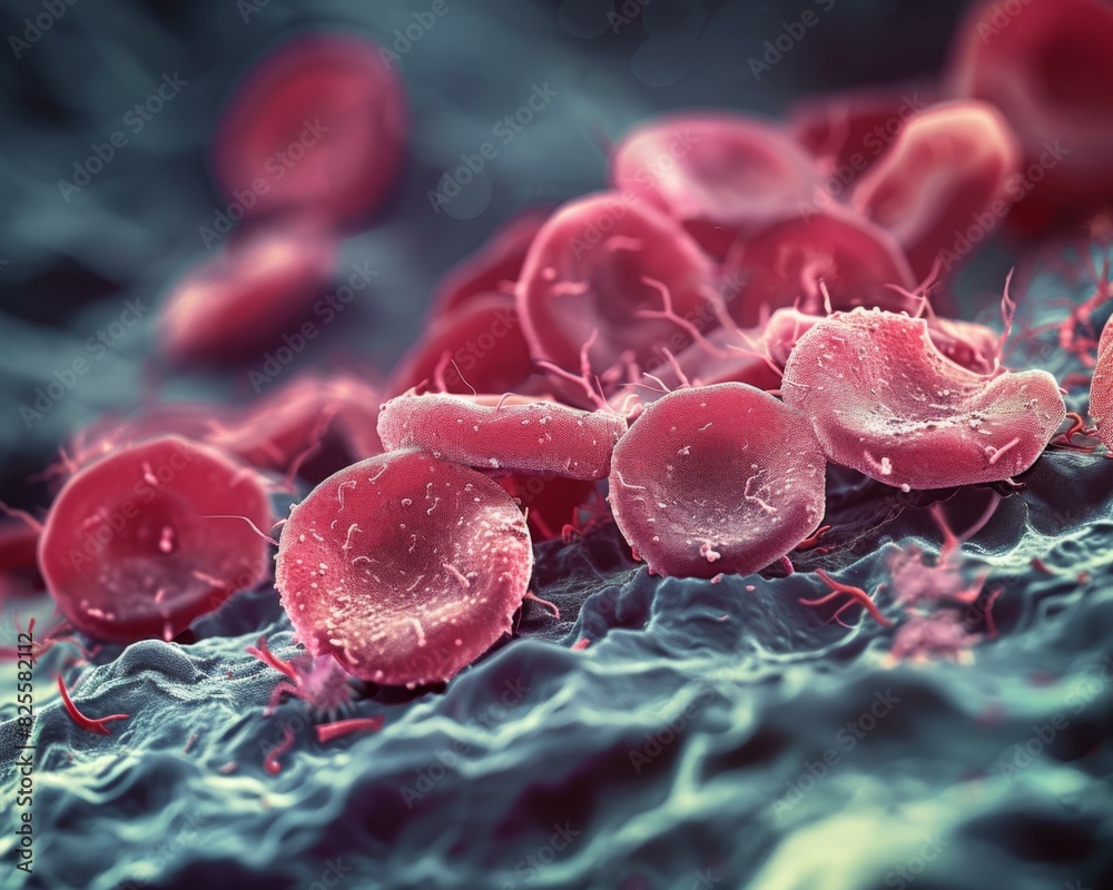 Red blood cells carrying oxygen to tissues and organs. AI. Stock ...