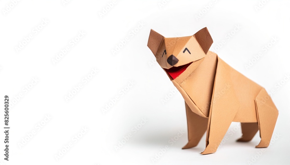 Animal concept origami isolated on white background of a laughing hyena ...