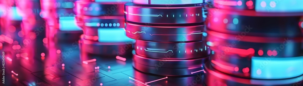 3D model of a database management icon with colorful background ...