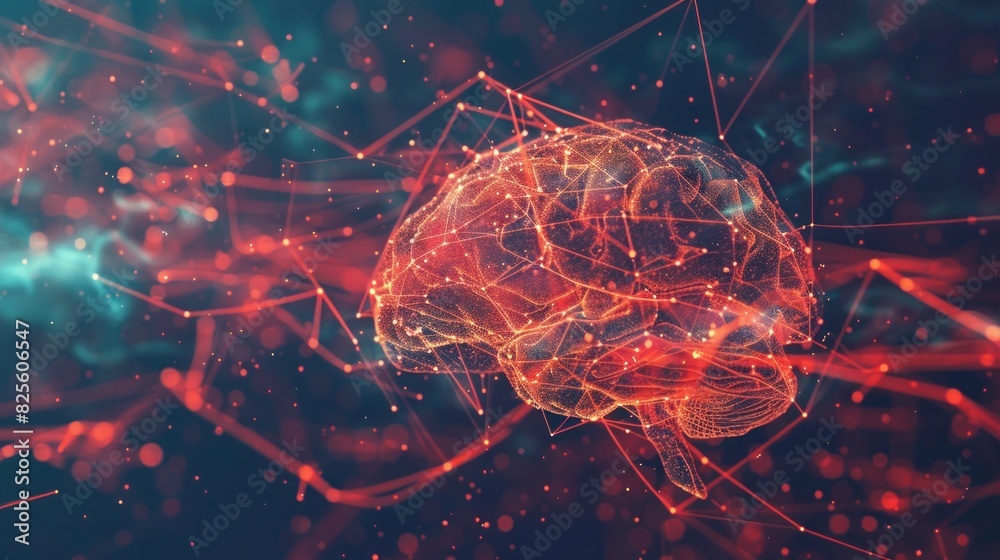 Digital brain illustration, futuristic background, machine learning, ai ...