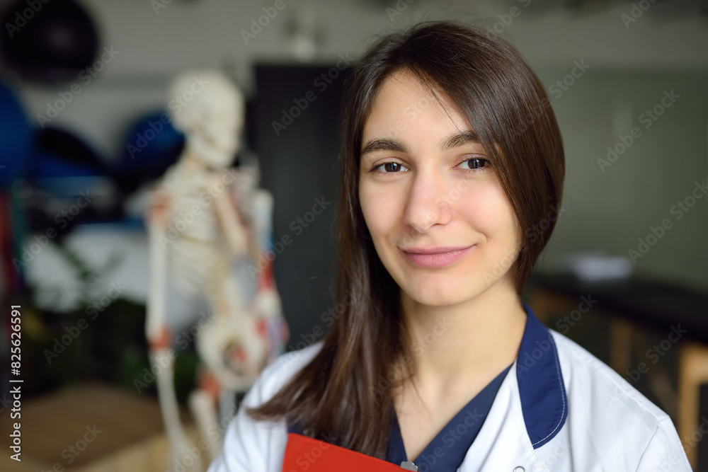 Rehab doctor is on appointment of patient in gym. PMR specialized in ...