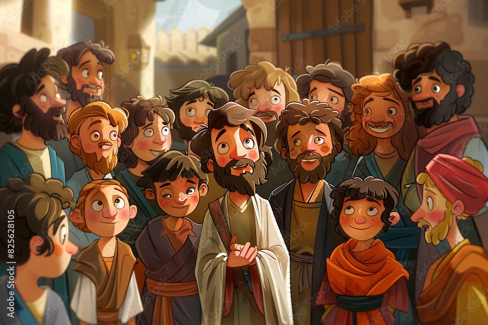 Step into the triumphant cartoon scene where Jesus commissions his ...