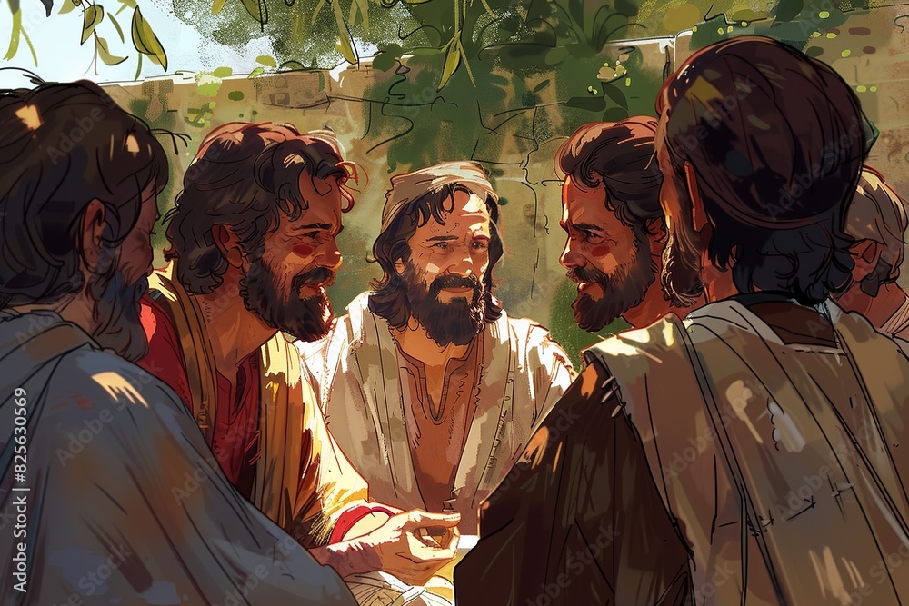 Step into the triumphant cartoon scene where Jesus commissions his ...