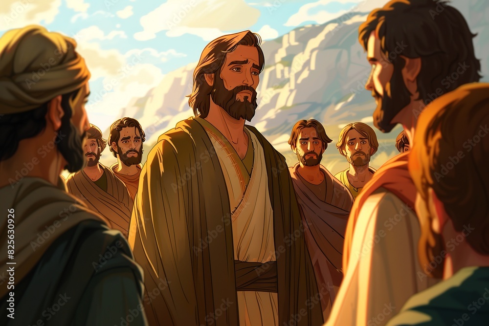 Step into the triumphant cartoon scene where Jesus commissions his ...
