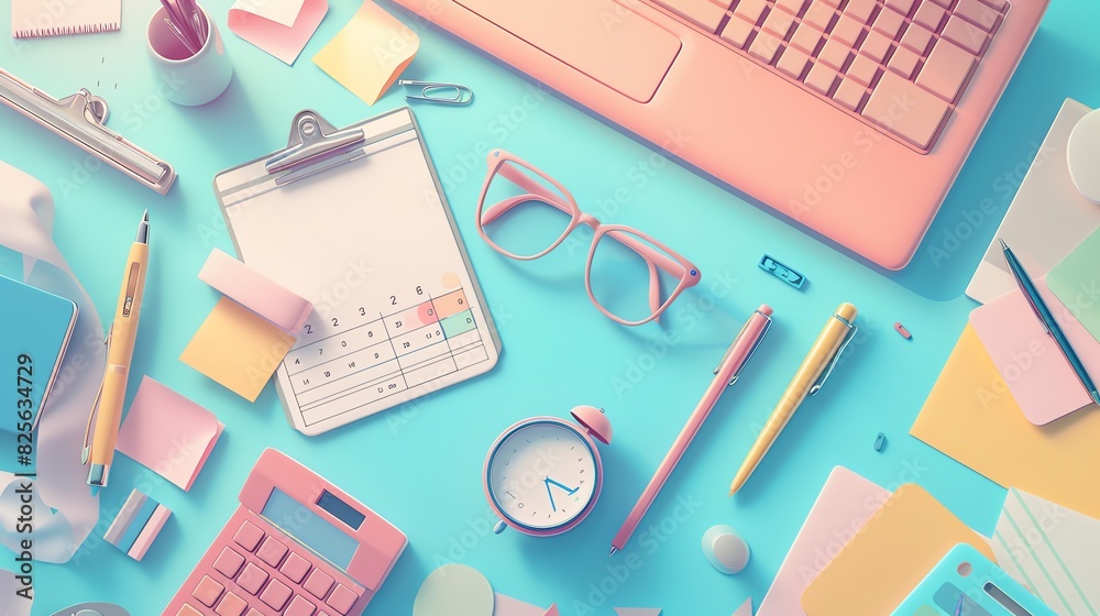 Cartoon accountant sketch flat design top view tax preparation theme 3D ...