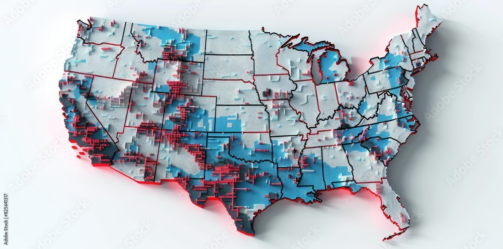 a map of the united states of america with a red line indicating the ...