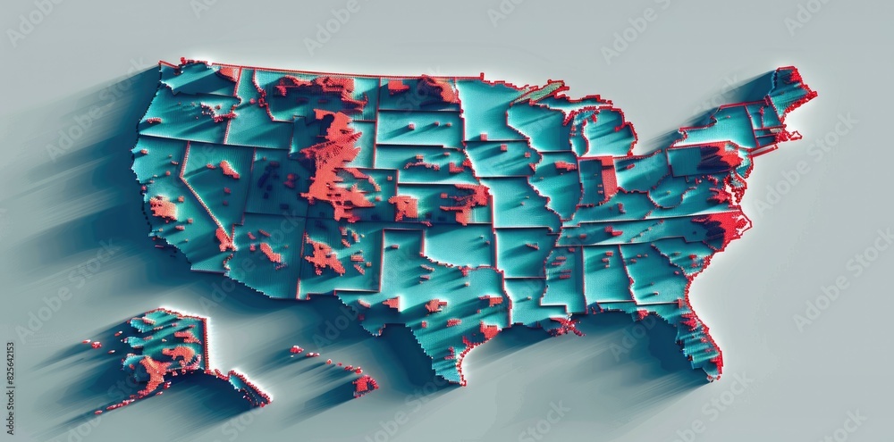 a map of the united states of america featuring a red star for the ...