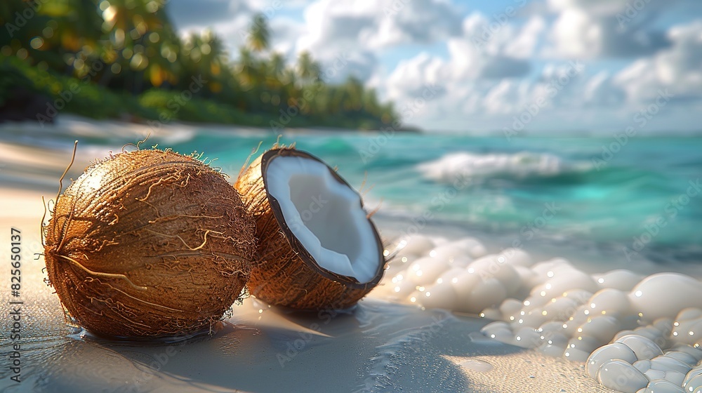 Foto de Tropical beach escape with coconut cocktail 4k wallpaper ...