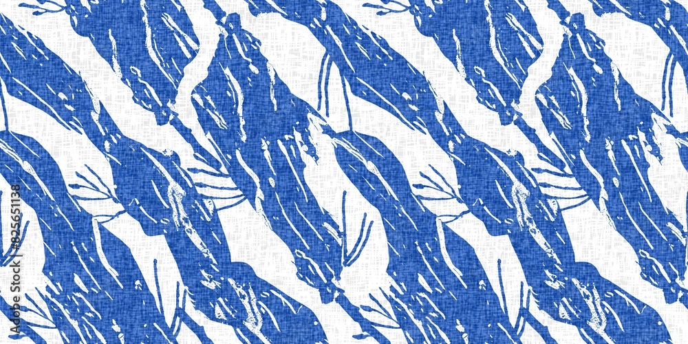 Whimsical seaweed kelp coastal electric blue beach pattern. Batik ...