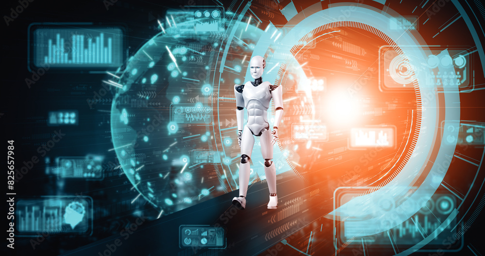 MLB 3d illustration robot humanoid in sci fi fantasy world. Concept of ...