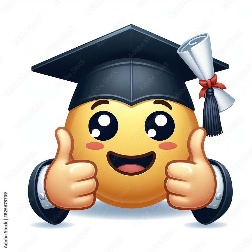 graduation ceremony thumbs up emoji on a white background Stock ...