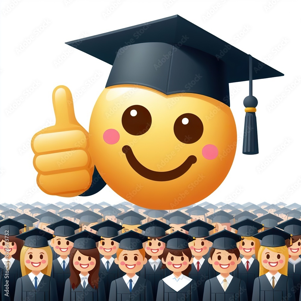 graduation ceremony thumbs up emoji on a white background Stock ...