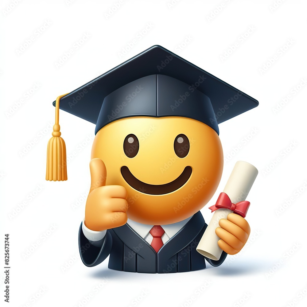 graduation ceremony thumbs up emoji on a white background Stock ...