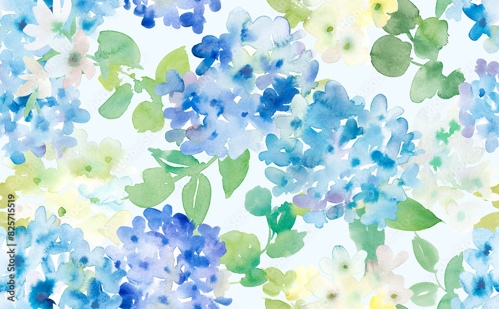 Seamless pattern of abstract hydrangea painted in watercolor Stock ...
