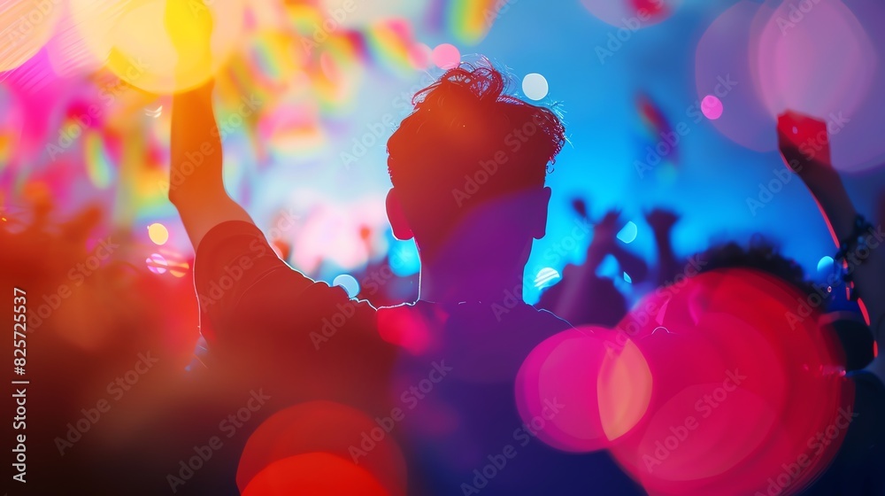 LGBTQ pride parade close up, focus on, copy space dynamic colors ...