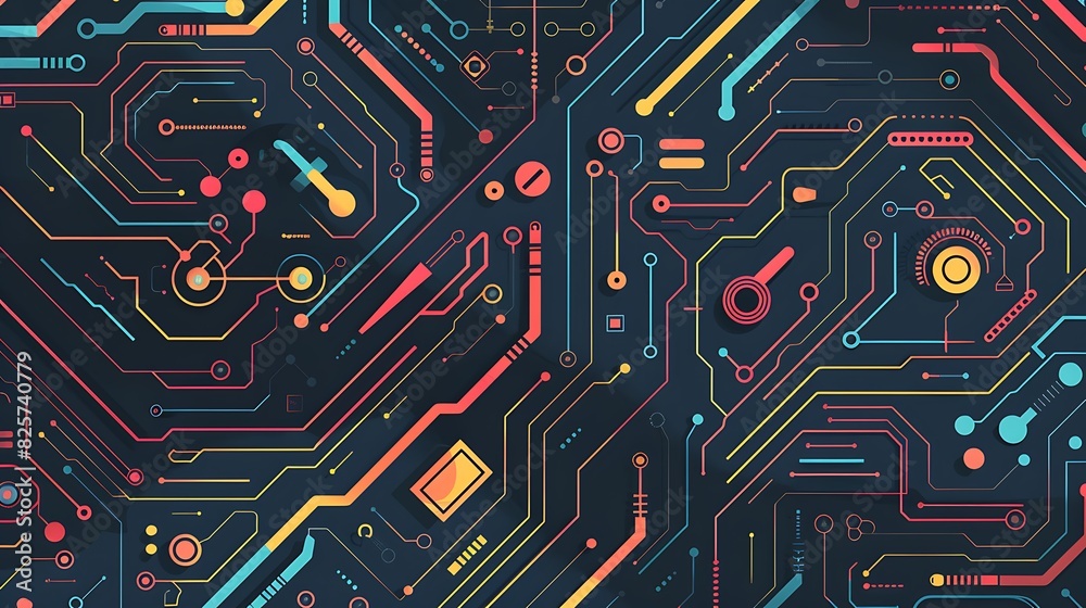Futuristic Digital Pattern Background with Circuit Board Elements and ...