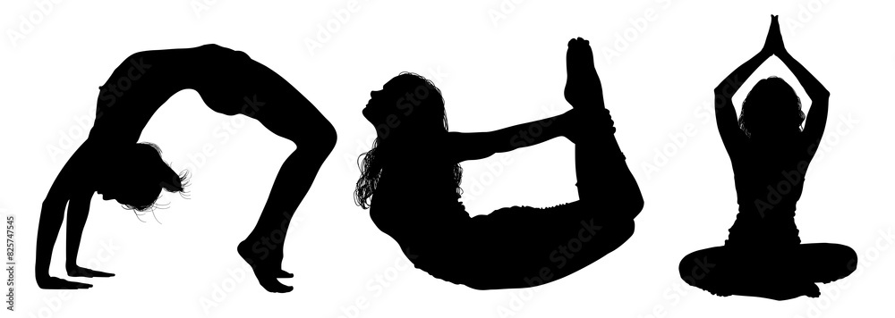 chicca, silueta, yoga, pose, modelo, ilustracion, pegatina, bailarina ...