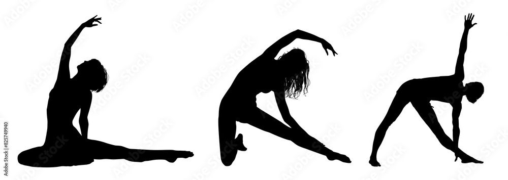 chicca, silueta, yoga, pose, modelo, ilustracion, pegatina, bailarina ...