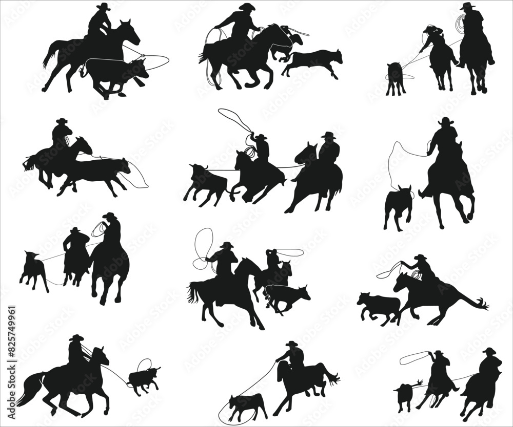 Print Team Roping Rodeo Ranch Design, Team roping Clipart, Cattle ...