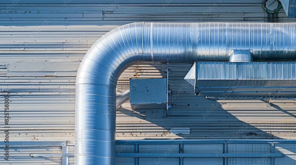 High-resolution image of a ventilation system's external pipe on a ...