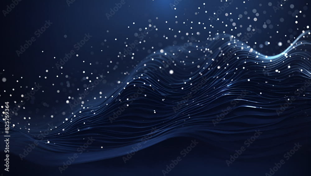 Navy blue color abstract futuristic particles wave background design ...
