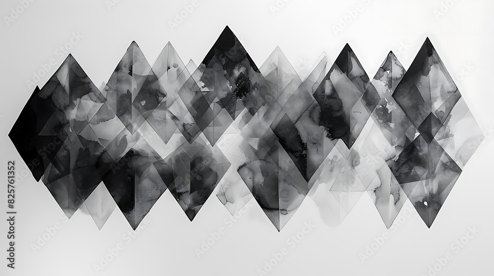 Geometric Black and White Abstract Design with 3D Triangle Patterns ...