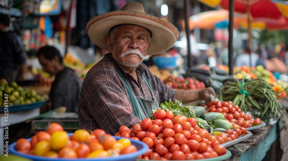 Mexican street vendor skillfully prepares and sells fresh produce in a ...