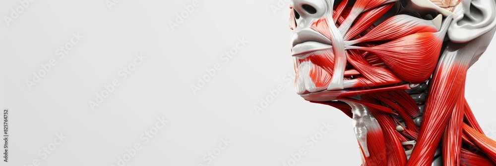 3D realistic illustration of the neck muscular system on a white ...