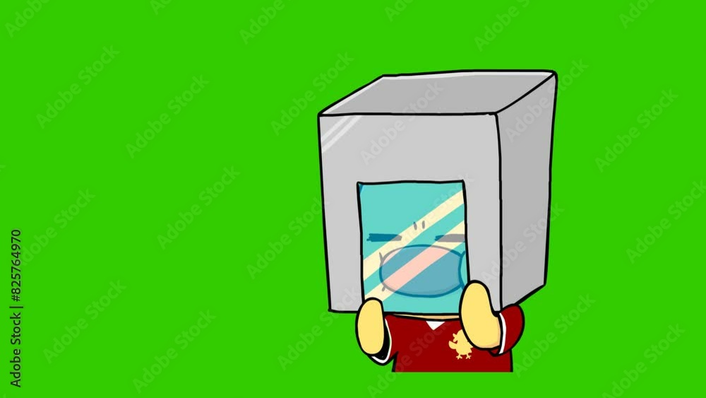 Animated Embarrassed Duck with Bucket on Head - Green Screen Stock ...