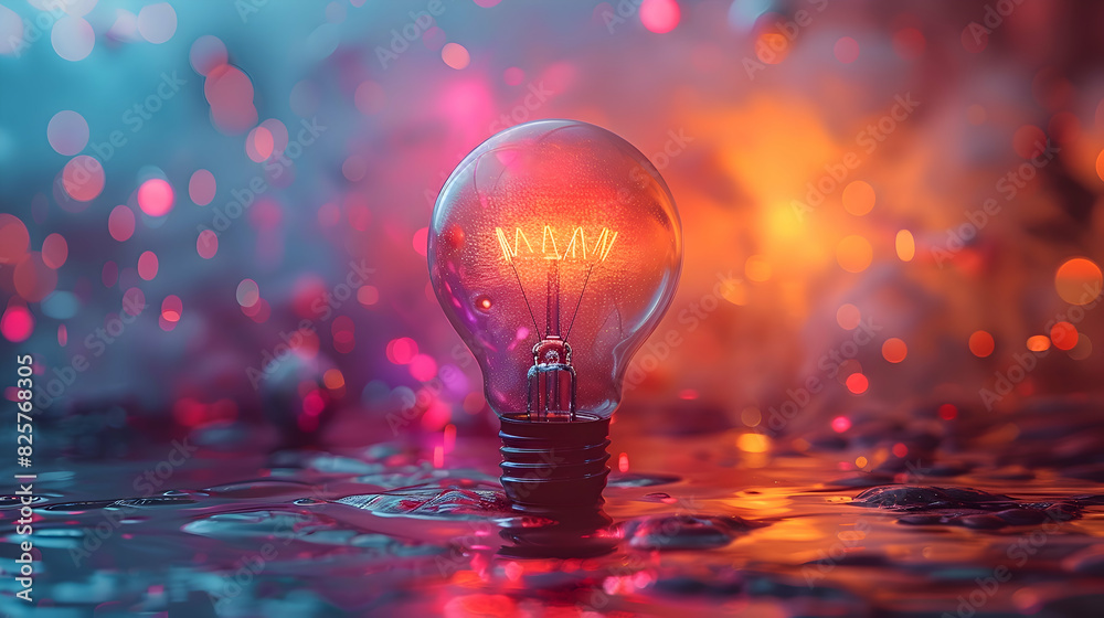 A creative brainstorming session captured with vibrant overlays of idea ...