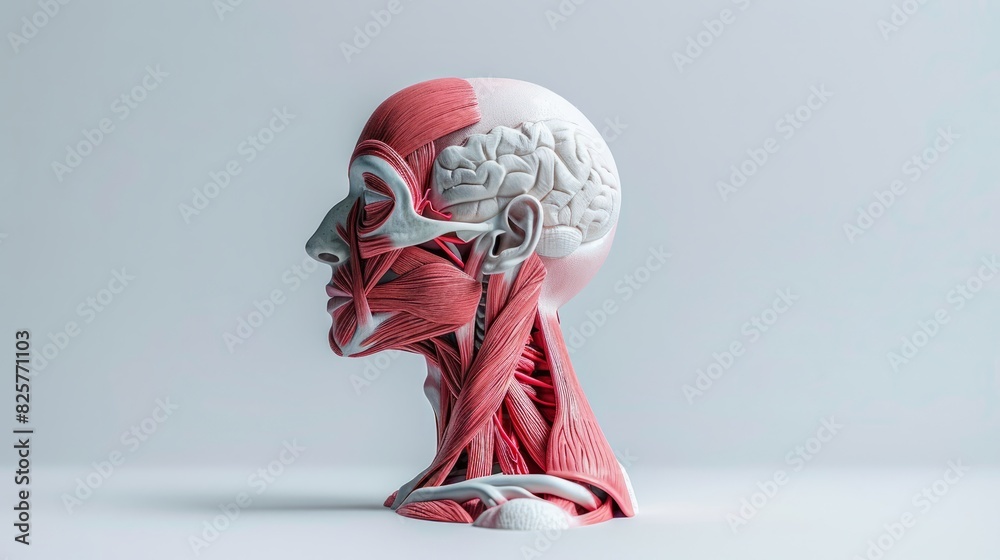 3D realistic illustration of the neck muscular system on a white ...