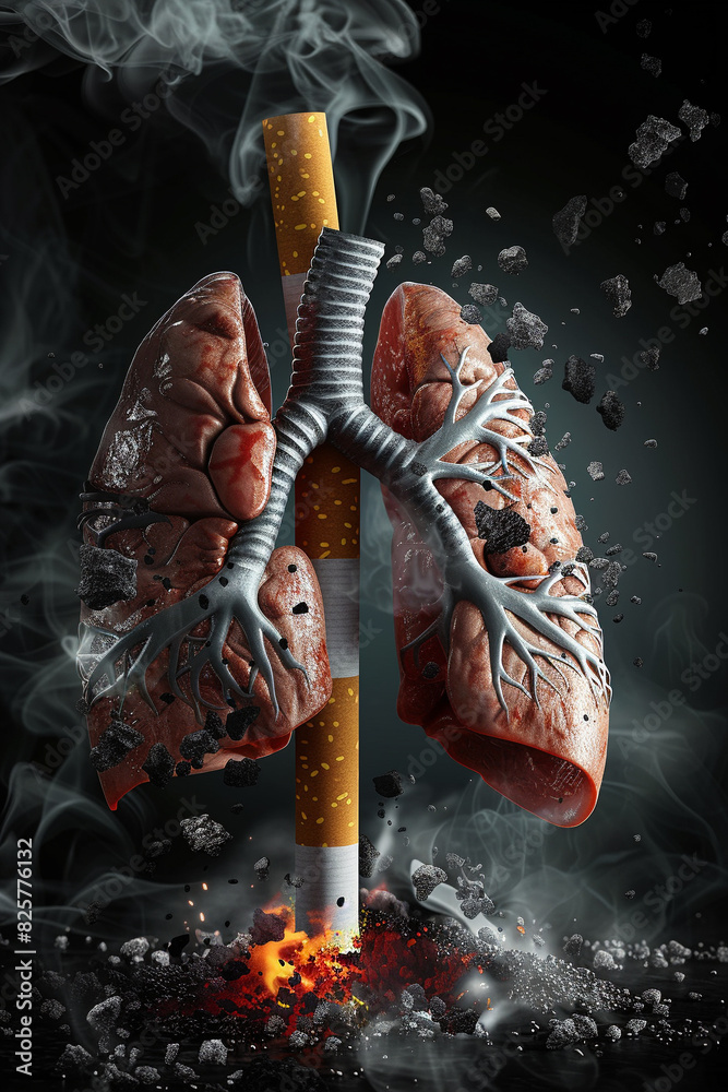 Conceptual image highlighting the harmful effects of smoking on lungs ...