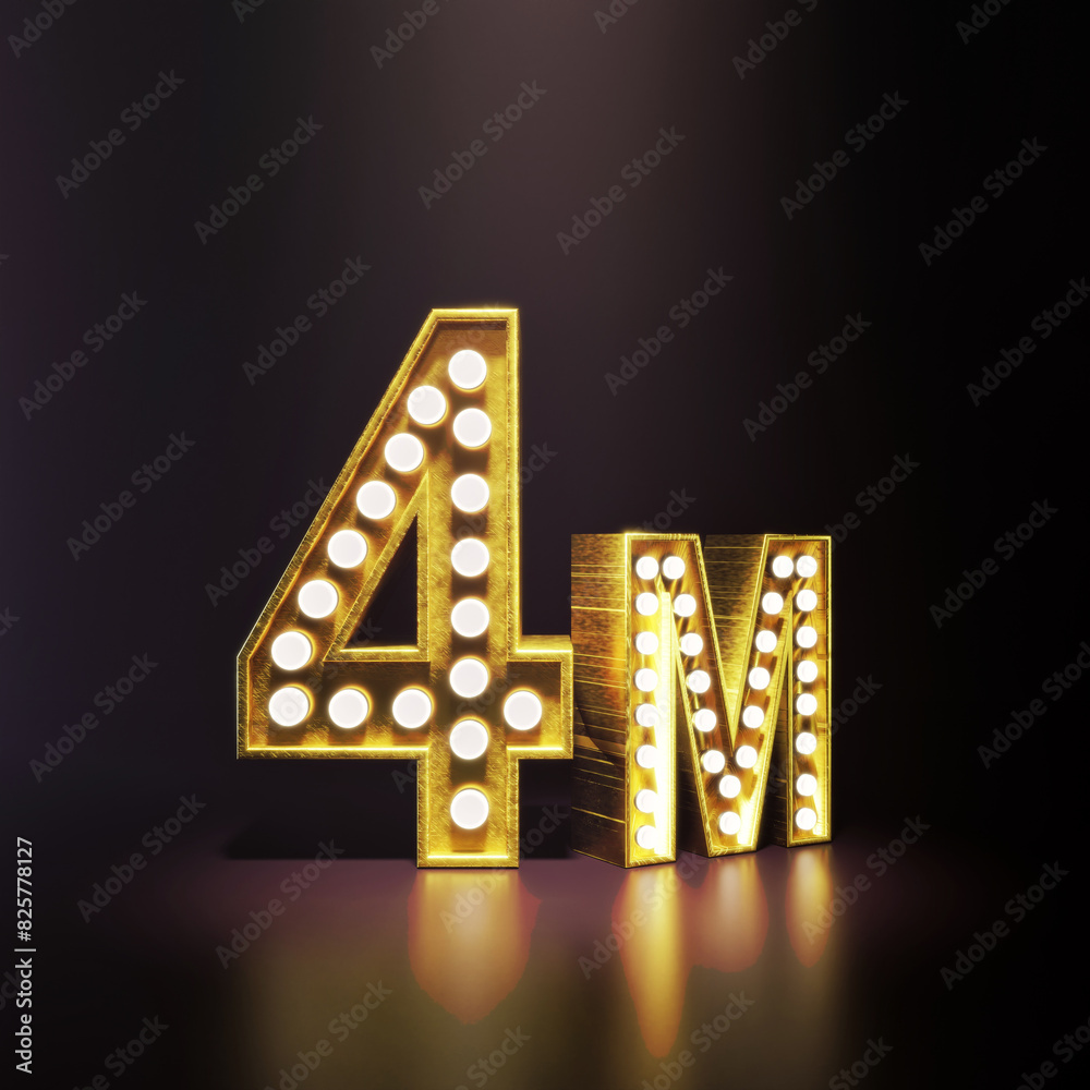 4M or Four Million follower or subscriber banner. Luxury Gold with ...