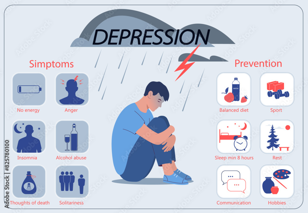 Sad male suffer from depression or mental psychological problems ...