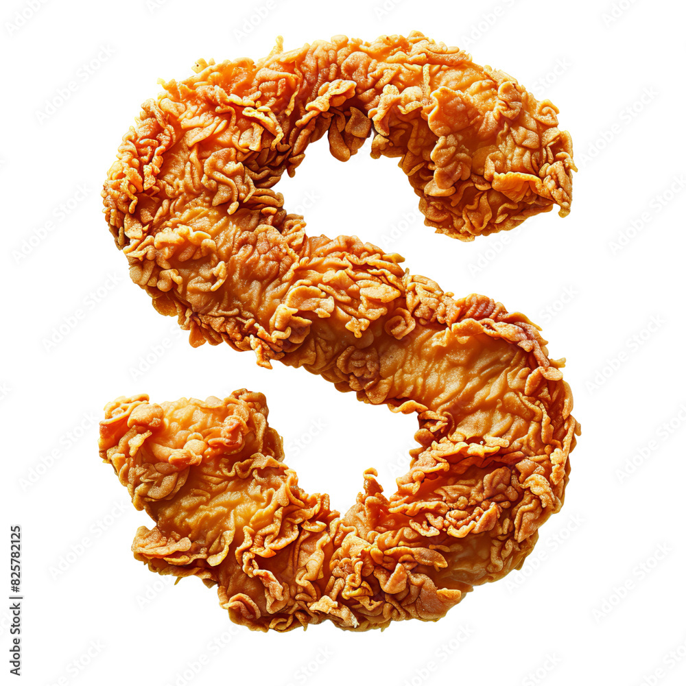 Creative typography design of the letter S made from crispy fried ...